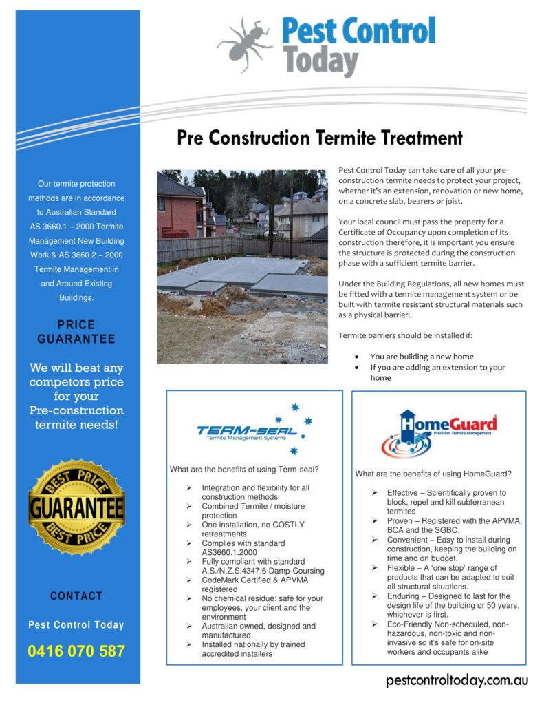 Pre Construction Termite Protection Sydney • Pest Control Today